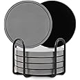 Amazon.com: Azhou Absorbent Coasters for Drinks, Grey Coasters Set of 6 ...