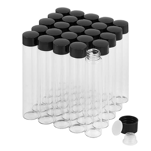 30ml Clear Glass Vials with Screw Caps and Plastic Stoppers, Small ...