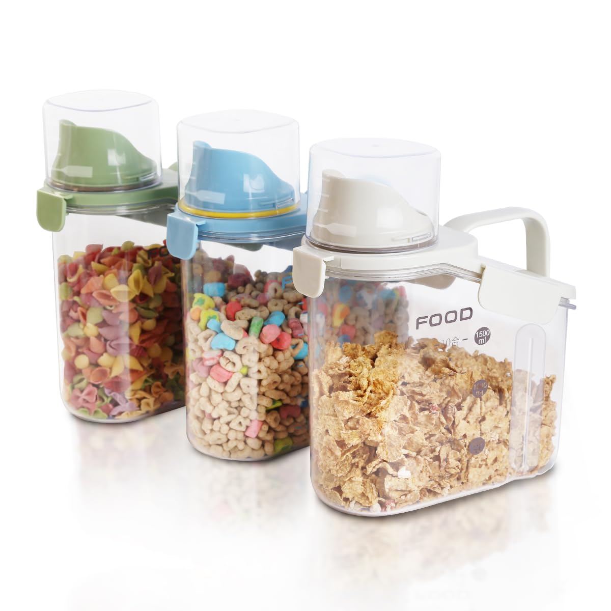 LANGMINGDE 3 Pieces Cereal Containers Storage, 51fl.oz/1.5L Compact ...
