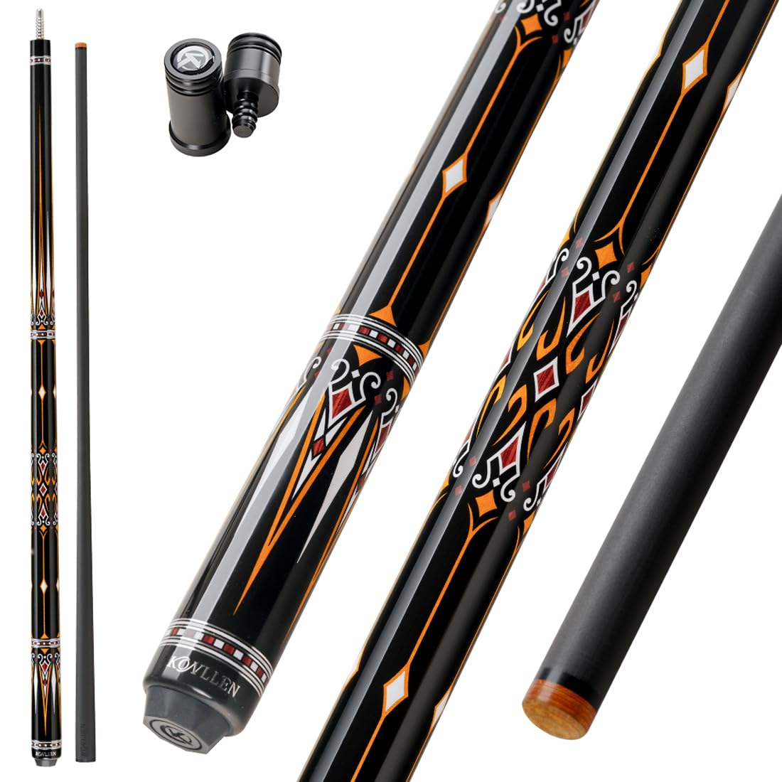 KONLLEN Carbon Fiber Pool Cue Stick 58-inch Professional Pool Sticks ...
