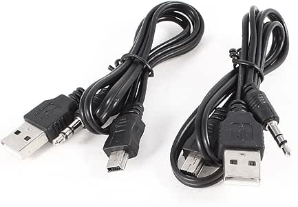 USB 2.0 A Mini A Macho 3.5mm Jack Plug Audio Cable Datos 45cm 2 Piezas ...