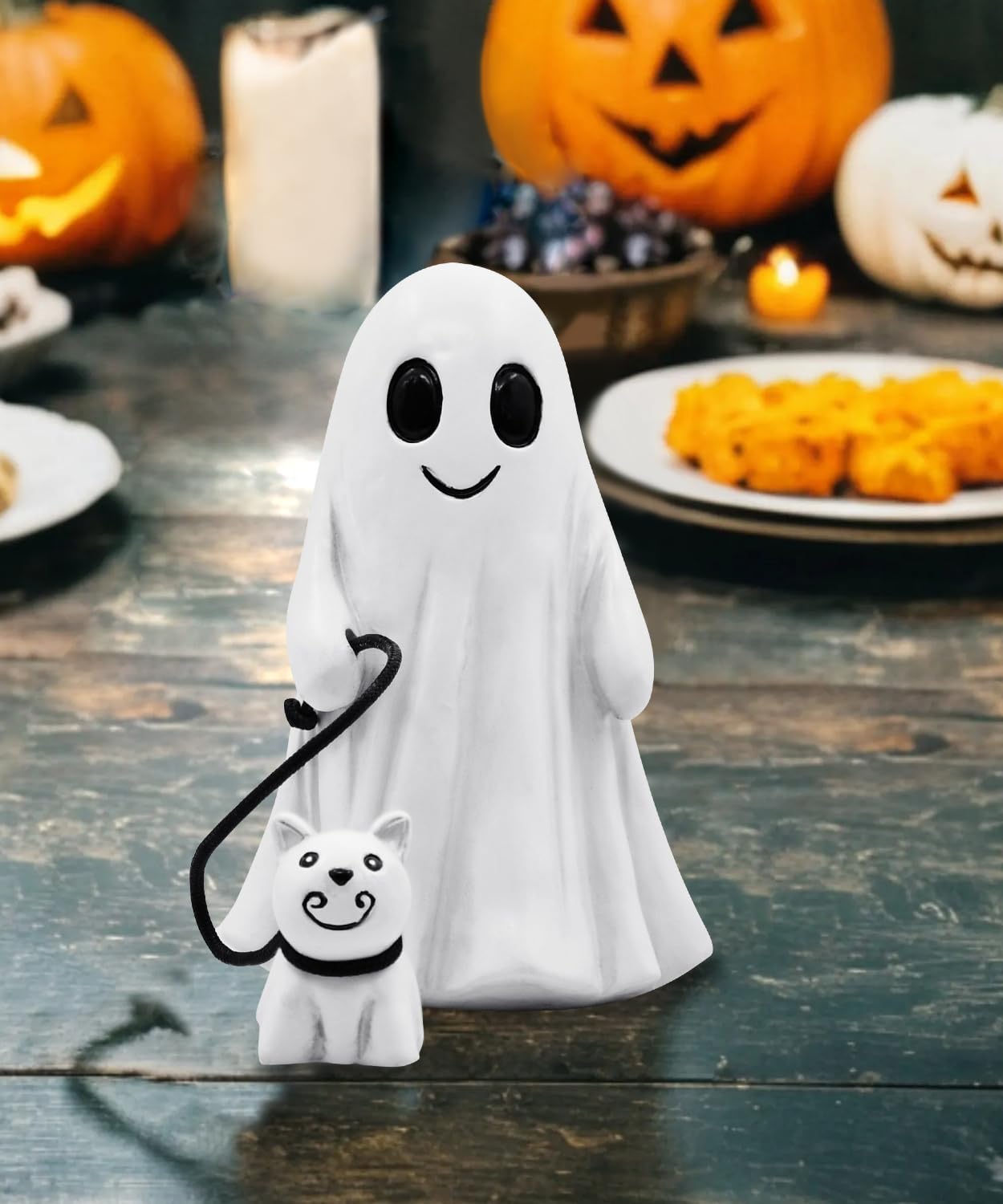Goodeco Halloween Spooky Ghost Walking Cat Statue - Ghost Walking His ...