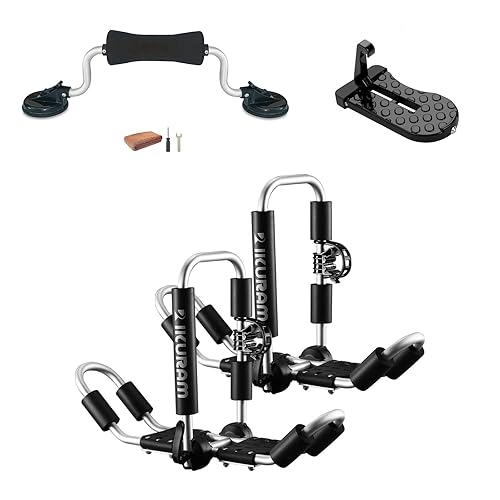 Kayak Roof Rack, Aluminum Kayak Carrier Folding J-Style Universal 4-in ...