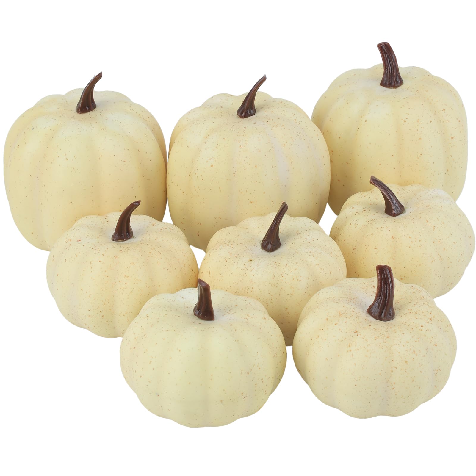 Ghrdopy Fake Pumpkins, 8 Pcs White Artificial Pumpkins, Plastic ...