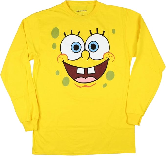 Nickelodeon Mens' SpongeBob Smiling Face Long Sleeve T-Shirt: Amazon ...