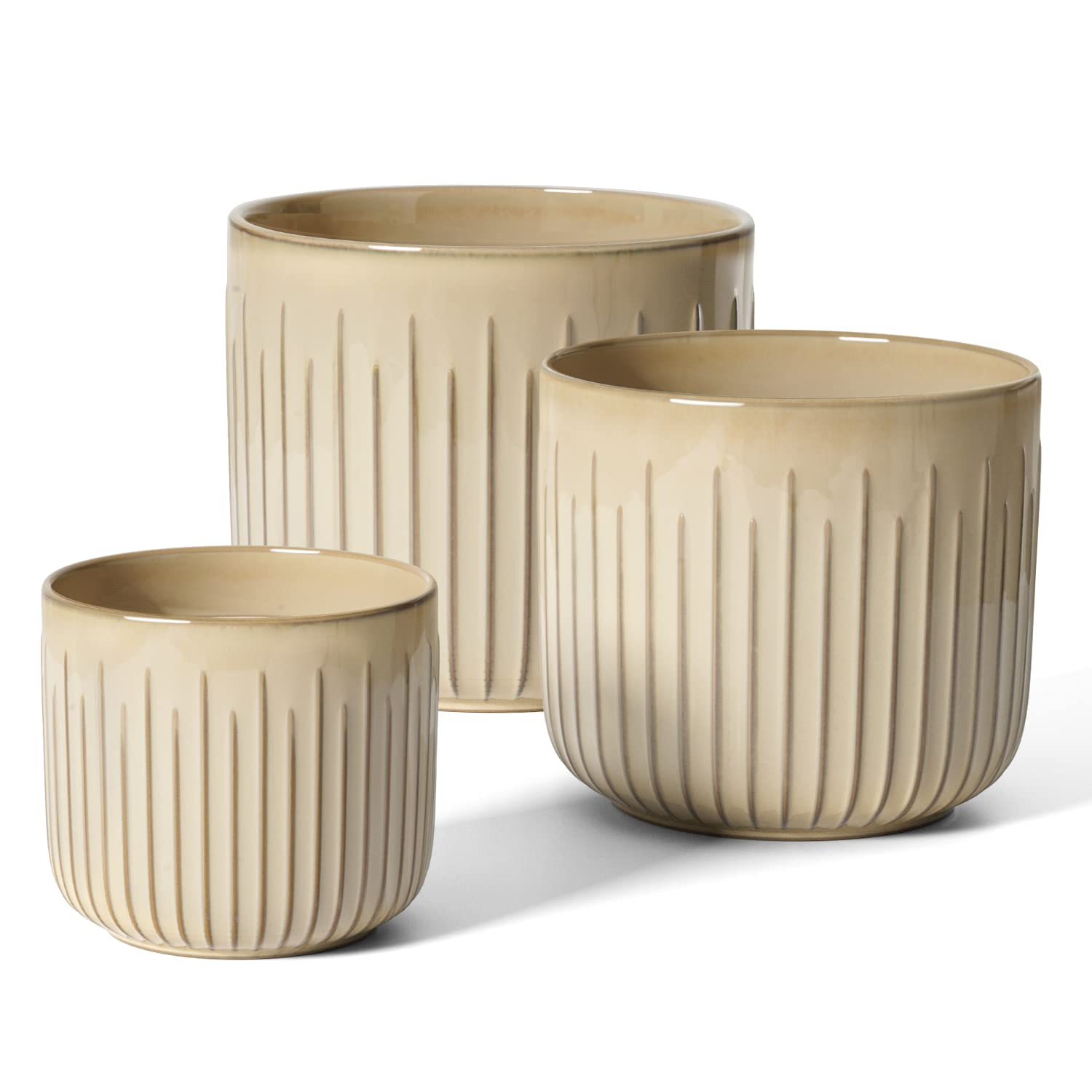 LE TAUCI Ceramic Planters, 8.3+6.9+5.7 Inch Plant Pots for Indoor ...