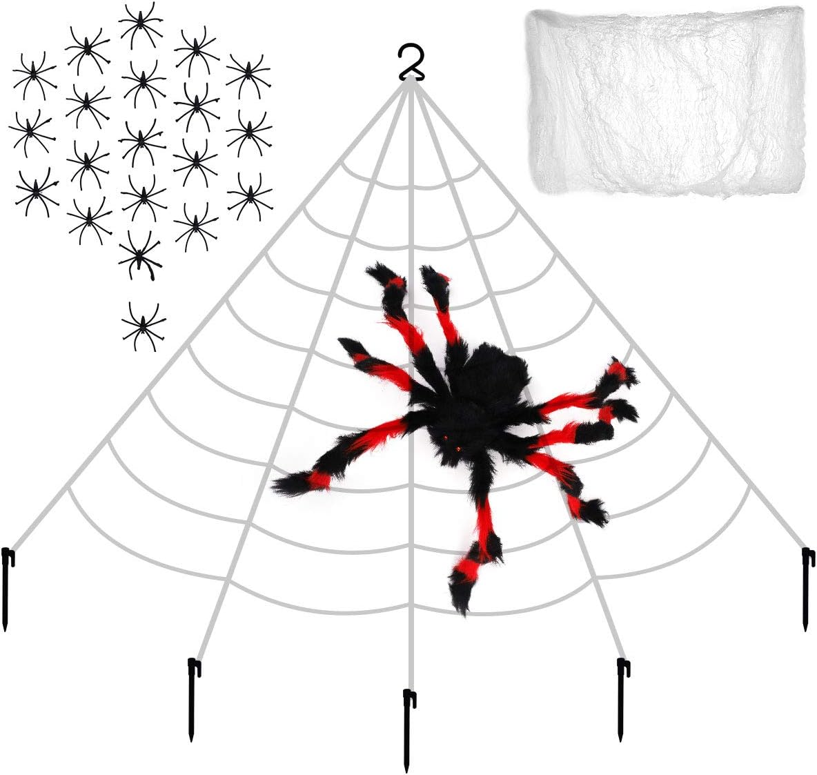 ANSUG 23ft Giant Triangle Spider Web, with One Giant Halloween Fake ...