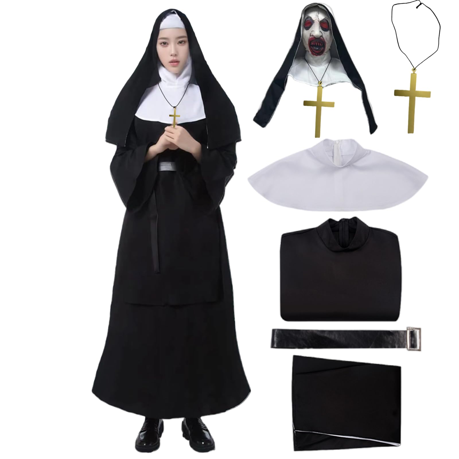 Size M, Generic Nun Costume Women Halloween The Nun Cosplay Costume ...