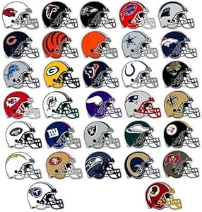 Amazon.com : NFL Decal Stickers Set of 50 Football Helmet Shaped ...