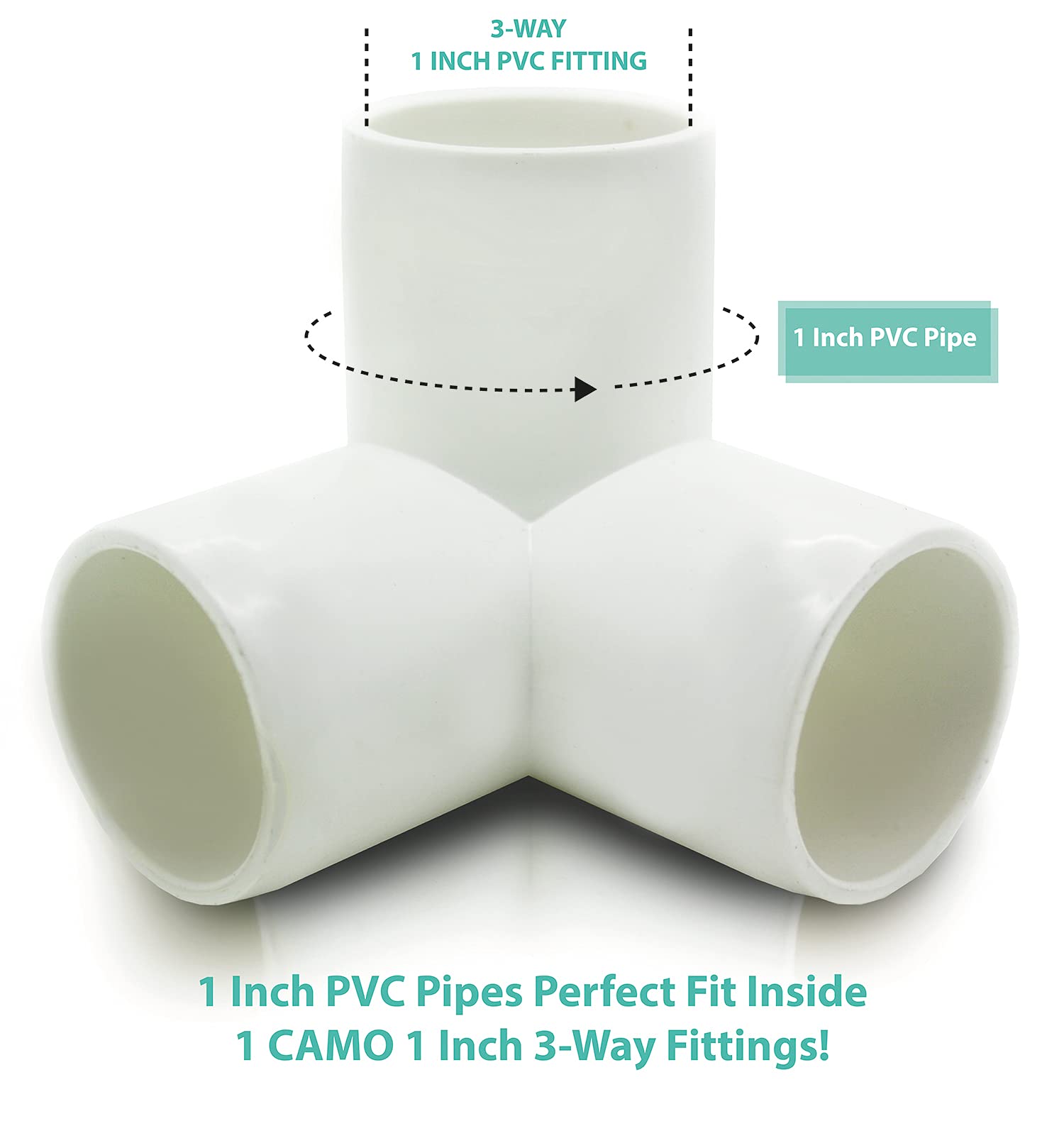 Mua 1CAMO 3-Way Tee PVC Fittings for 1 Inch PVC Pipe, SCH 40, White - 1 ...