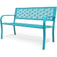 Amazon.com: VINGLI 50" Outdoor Bench Metal with Floral Back, Garden ...