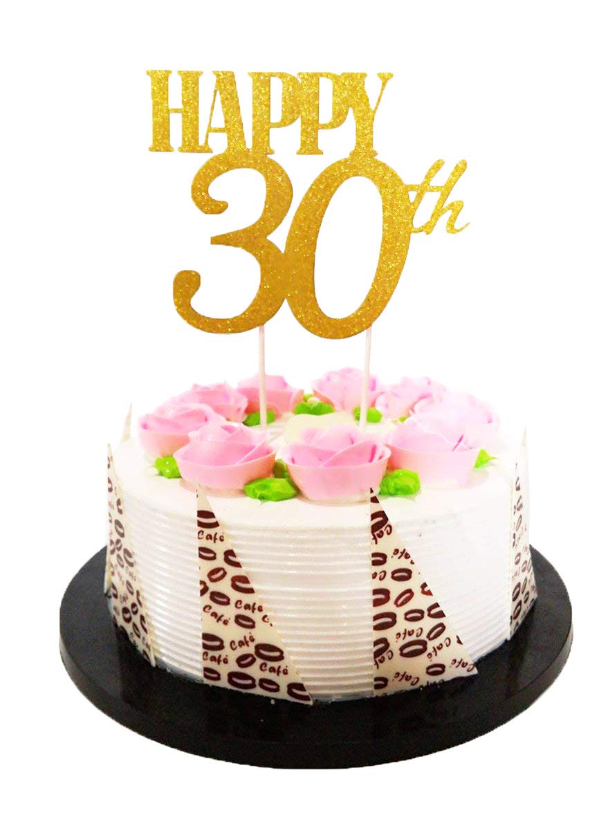 E L Gold Glitter Happy 30th Birthday Cake Topper Forever 30 Party E L Gold Glitter Happy 30th Birthday Cake Topper Forever 30 Party