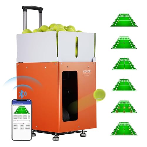 VEVOR Tennis Ball Machine, Automatic Portable Tennis Ball Launcher, 100 ...