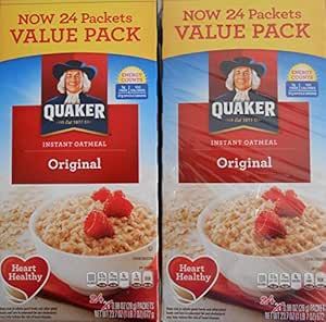 Amazon.com: Quaker Instant Oatmeal Original 24 Packets, 2 Boxes