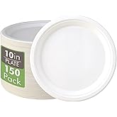Amazon.com: Vplus 500 Pack Compostable Disposable Paper Plates 10.25 ...
