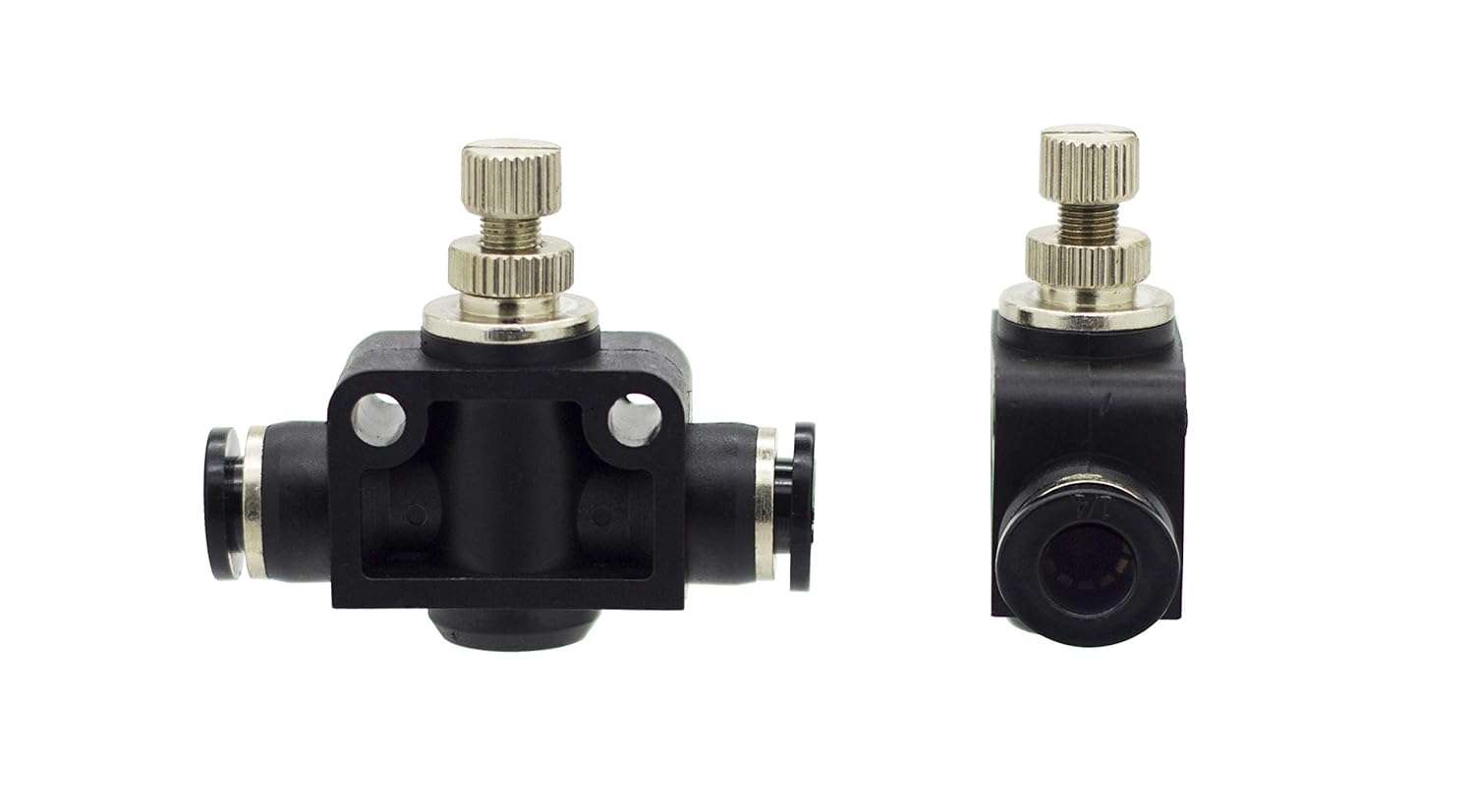 PneumaticPlus SCF-1/4 Air Flow Control Valve with Push-to-Connect Fitting, In-Line Speed ...