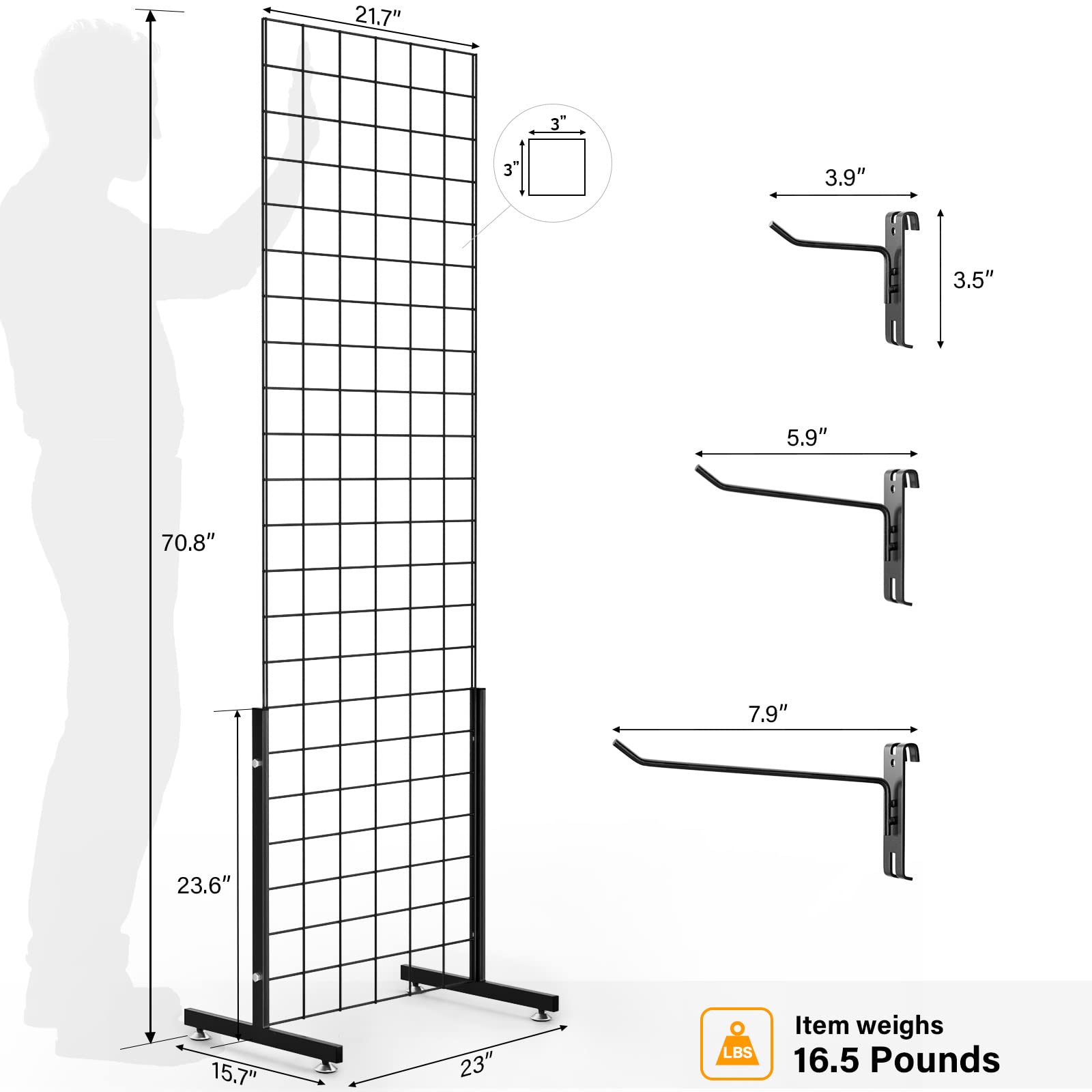 Mua Bonnlo 2' x 6' Standing Grid Panel Tower, Thicker 5mm Wire, 180 LBS ...