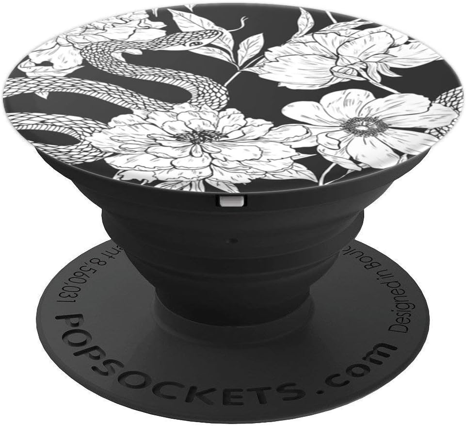 Amazon.com: Black and White Floral Snake Design Pop Socket PopSockets Grip and Stand for Phones ...