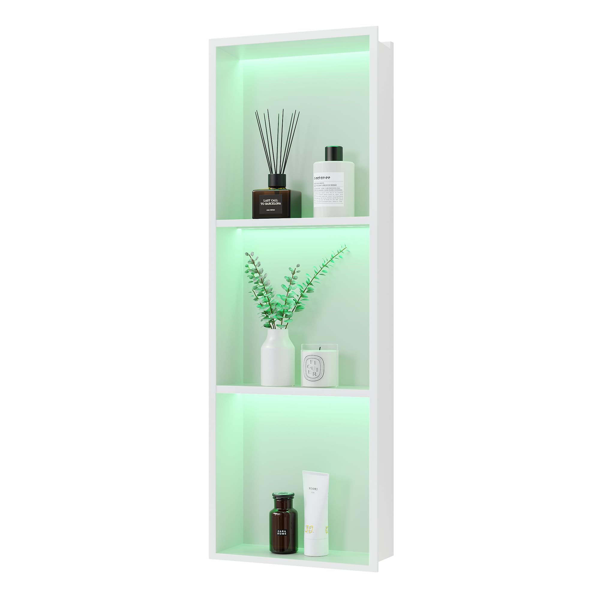 Neohomee 3-Tiers 12x36Inch Wall Niche with RGB LED Light Strips, White ...