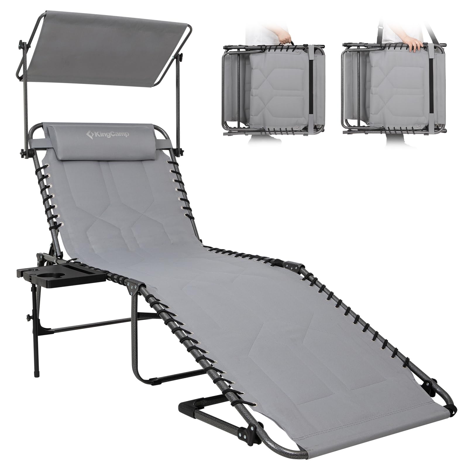 KingCamp Oversized Lounge Chair, Folding Portable Adjustable 5-Position ...