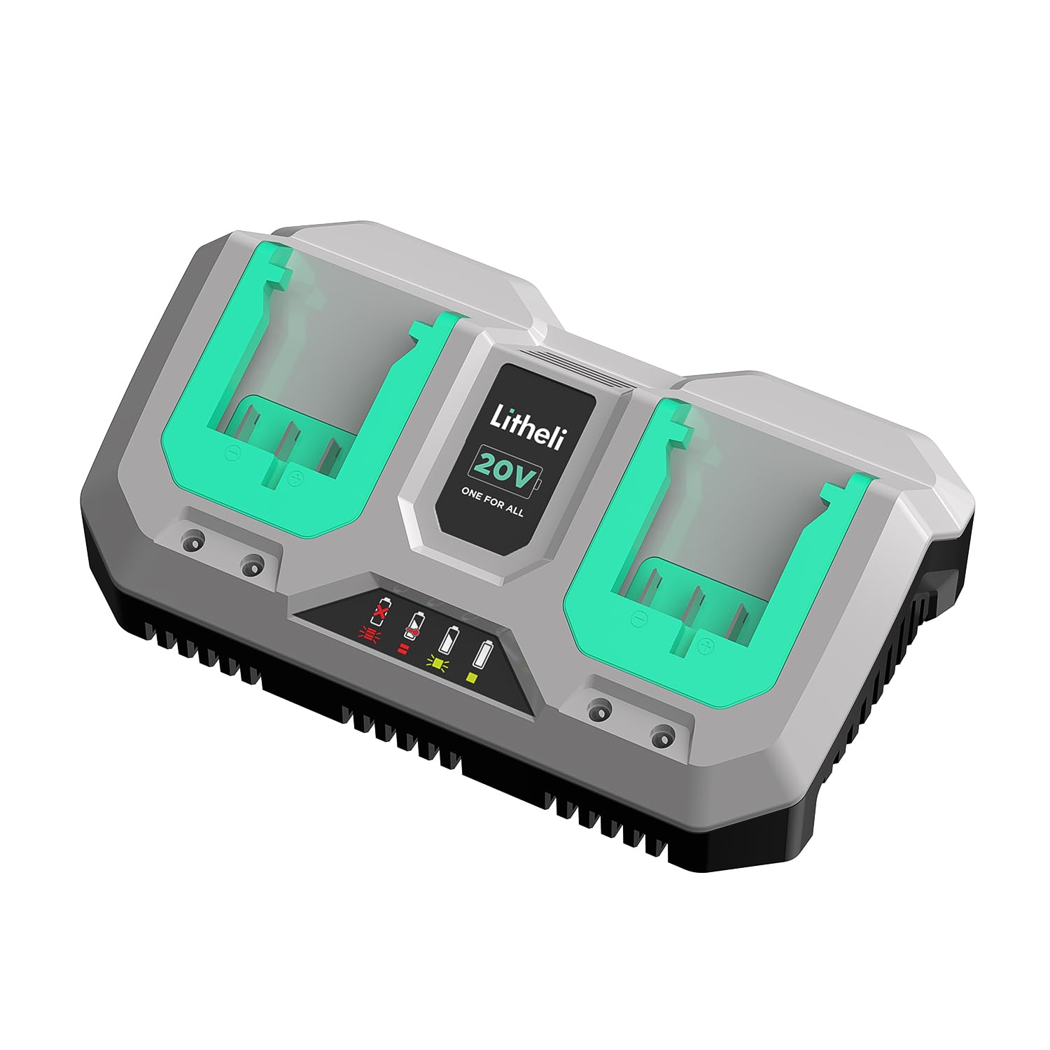 Litheli 20V Battery Charger, Dual-Port Charger for Lithium-ion Batteries AND 2 LiTHELi 20V 4.0AH ...