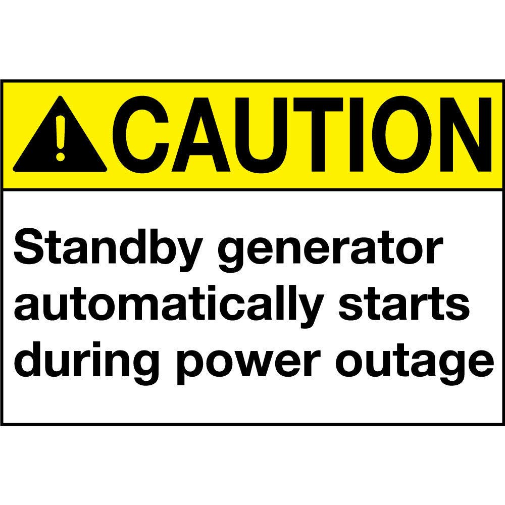 Amazon.com : Caution Standby Generator Starts During Power Outage Vinyl ...