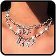 Amazon.com: CLOACE Layered Choker Necklace Silver Cry Baby Pendant ...