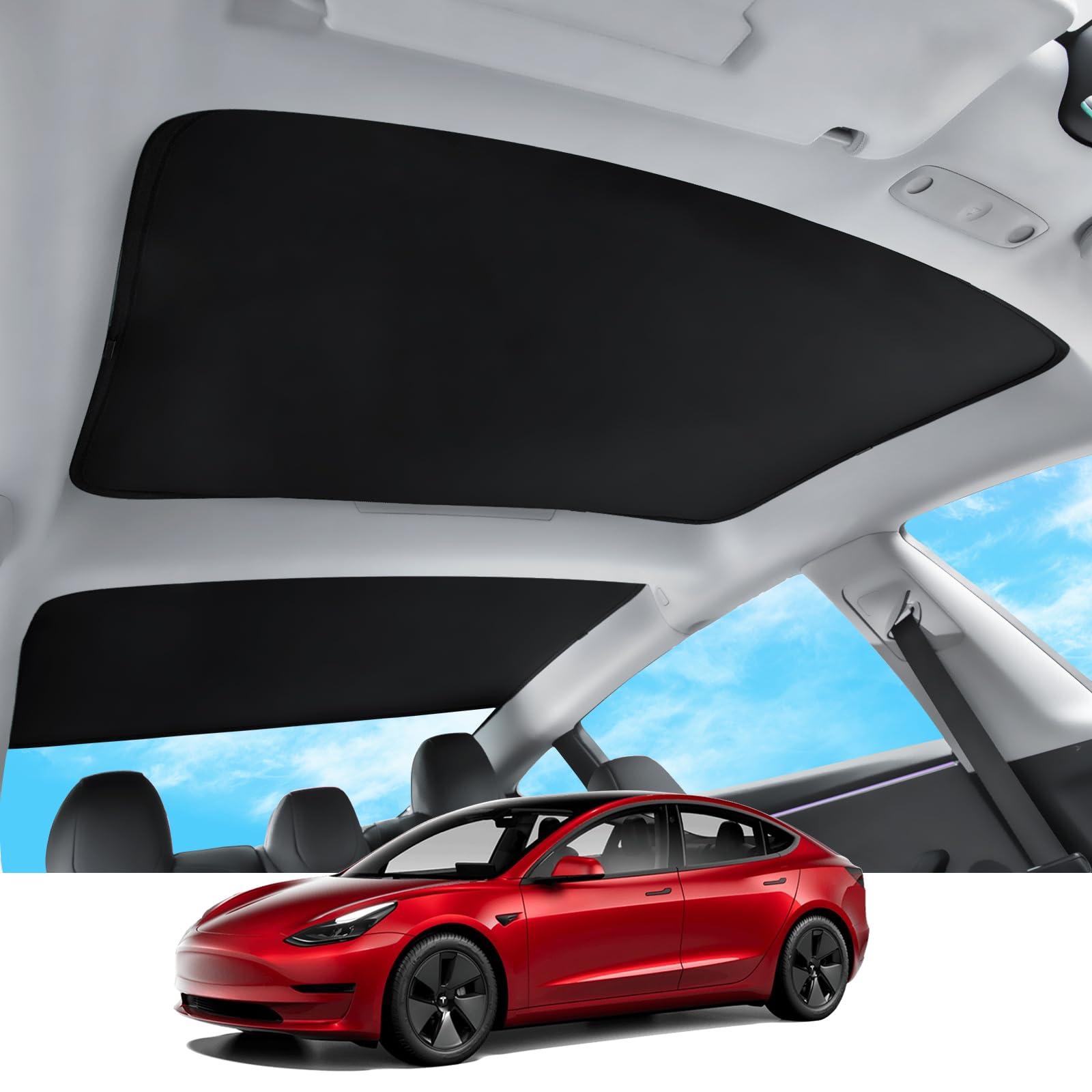 Spurtar 2PCS for Tesla Model 3 Sunshade Roof Upgraded Block 99% UV Heat ...