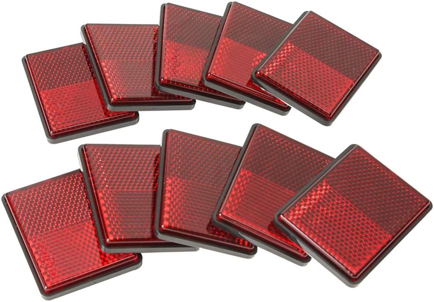 TAEUTO 10 Pack Trailer Rectangular Self Adhesive Red Reflectors ...