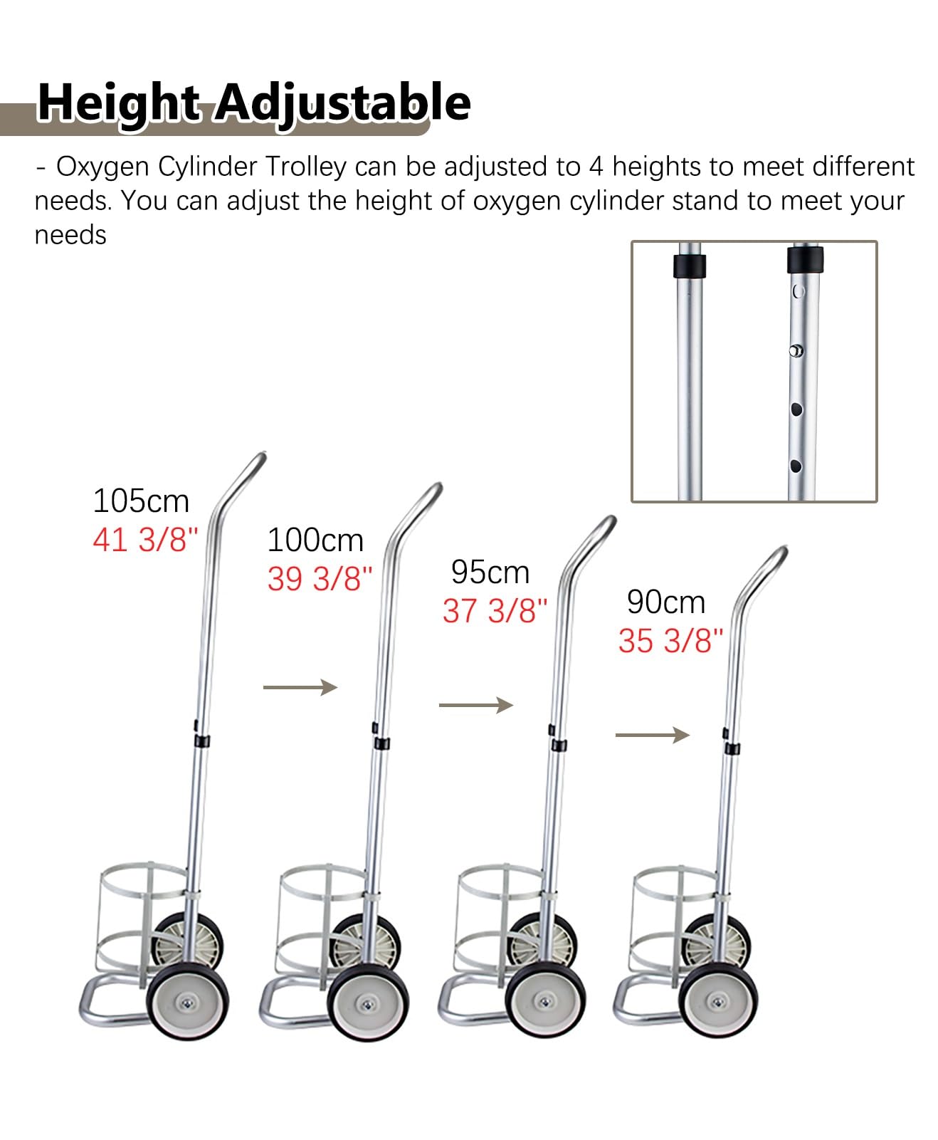 PPOIUYK Oxygen Cylinder Rack Small Rolling 2 Wheel Oxygen Tank Cart ...