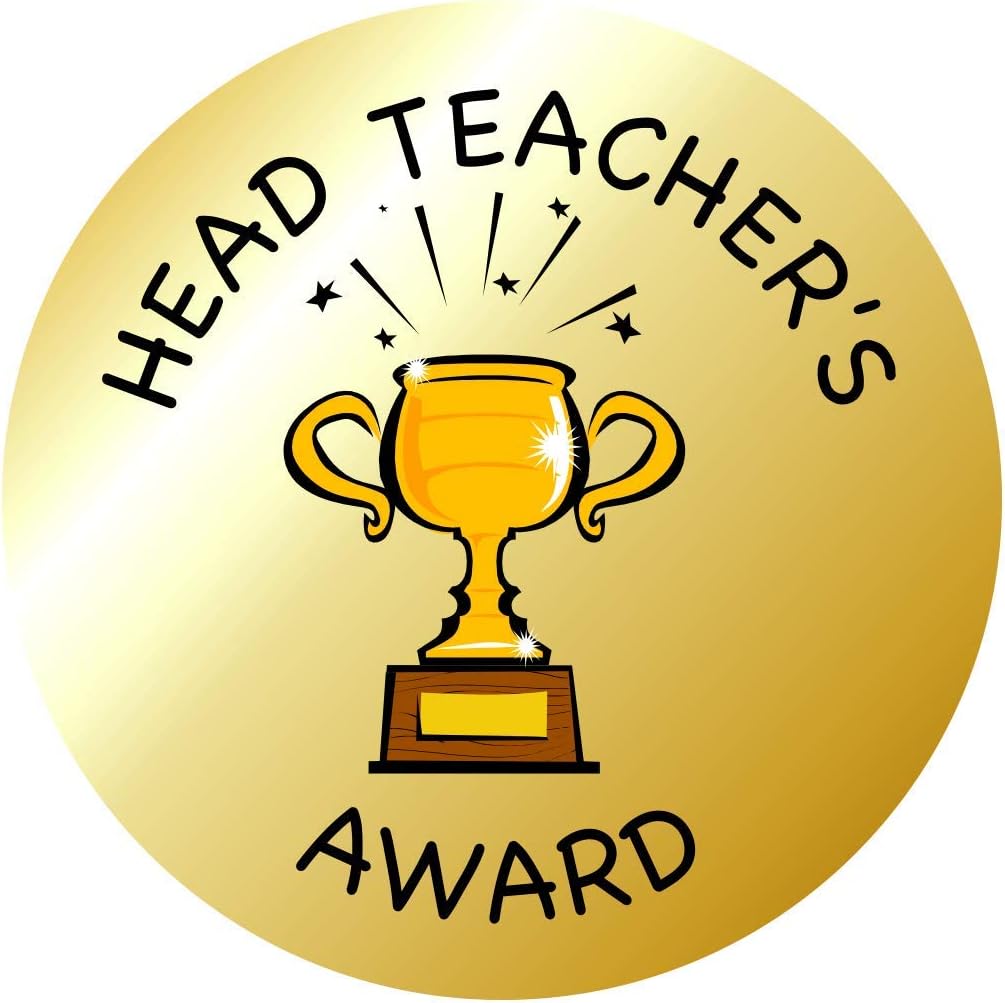 School Stickers Metallic Gold Head Teacher Award Stickers, 100199-AMZ ...