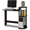 Amazon.com: Furinno Compact Computer Desk with Shelves, Round Side ...