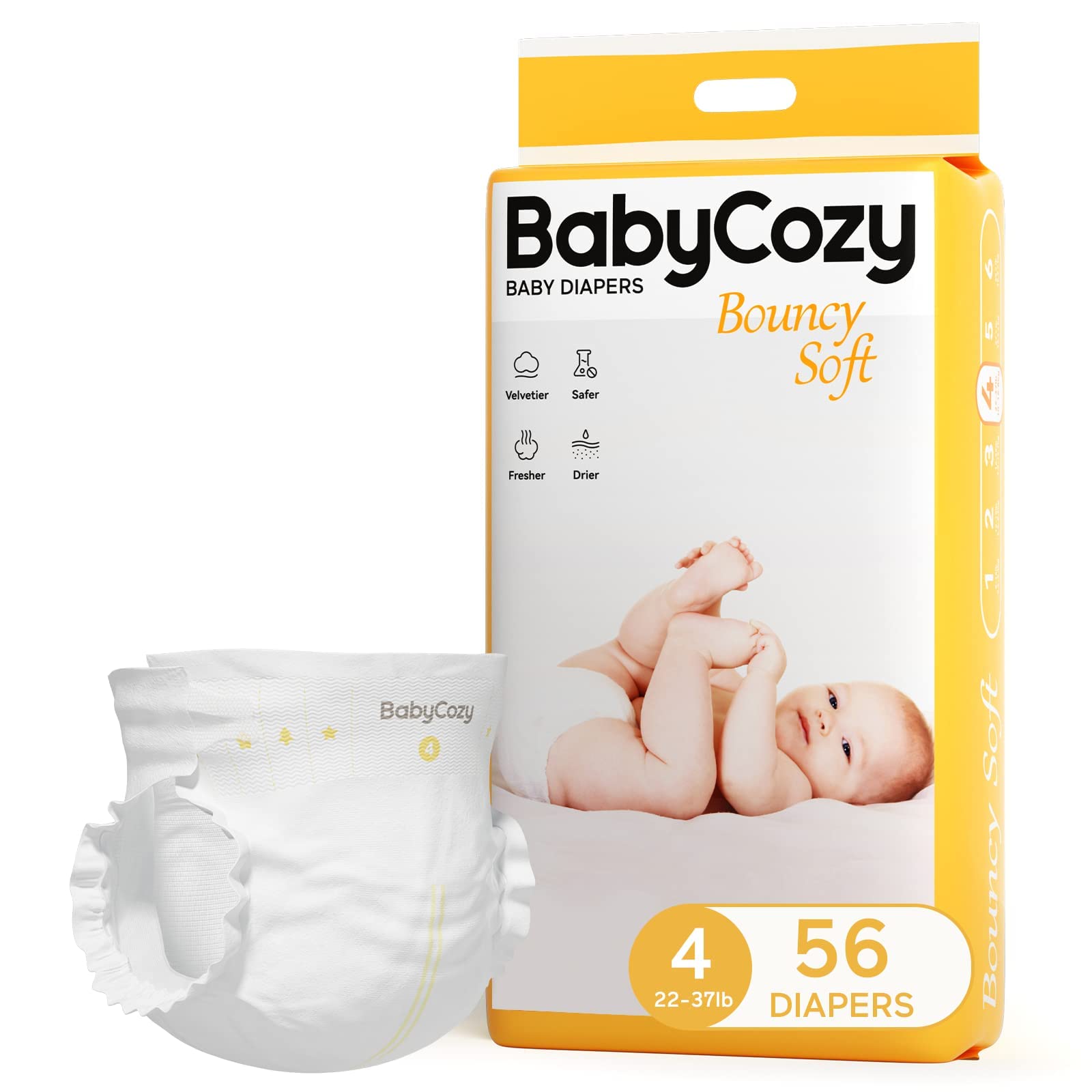 Mua Baby Diapers Portable Pack Size 4(22~37lb), 56 Count Babycozy ...
