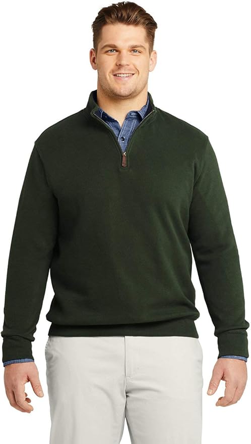 Lands' End Men's Bedford Rib Quarter Zip Sweater at Amazon Men’s ...