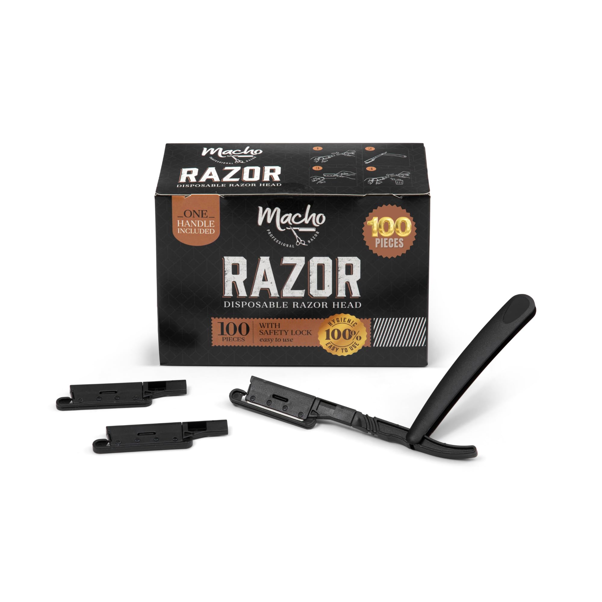 Professional Straight Razors for Men - Blade Holder with 100 Disposable ...