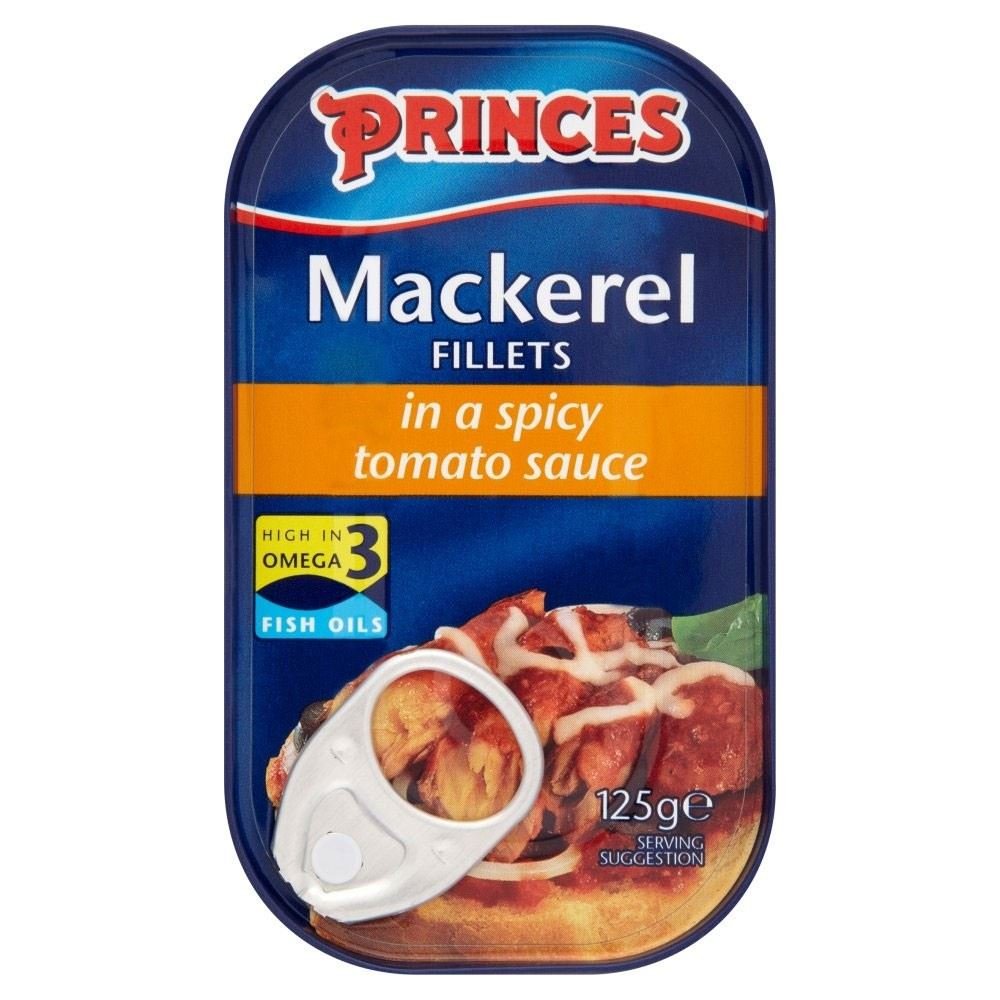 Princes Mackerel Fillets in a Spicy Tomato Sauce (125g) - Pack of 6 ...