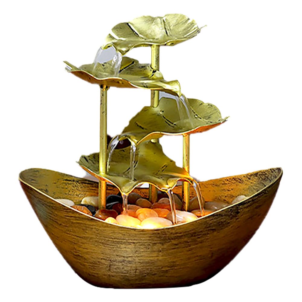 Water Fountains Metal Lotus Leaf Tabletop Fountain Waterfall Indoor ...