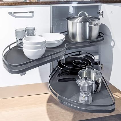 Kitchen Pull Out Shelf Organiser for Cupboard Revolving Corner Pullout ...