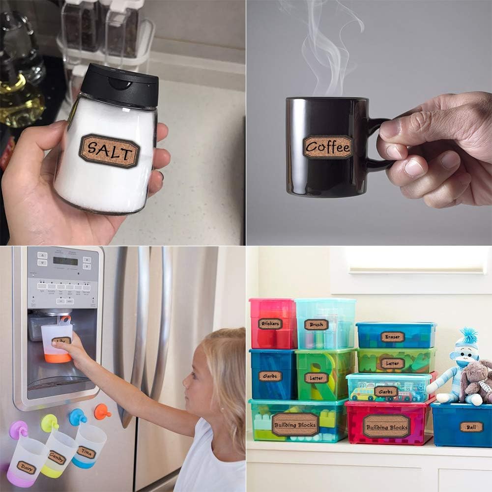 Removable Bottle Labels Stickers Waterproof Natural Cork Wooden ...