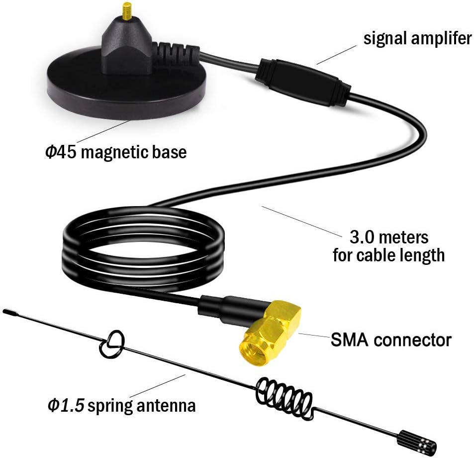 [2019] DAB Car Aerial, Digital Radio Antenna SMA Aerial Adapter with ...