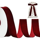 Amazon.com: TONIFUL Burgundy Velvet Ribbon 1 Inch x 25yds, Vintage ...