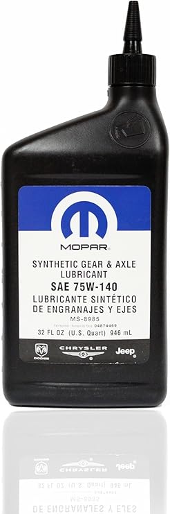 Genuine MOPAR Chrysler, Jeep, Dodge Fluid SAE 75W-140 Synthetic Gear ...