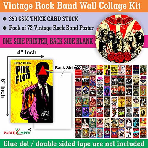 72Pcs Vintage Rock Band Posters Wall Collage Kit - Old Retro Music ...