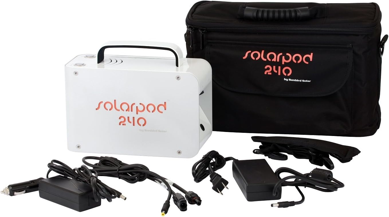Solpro Solarpod 240 with 60W 12V Folding Rigid Solar Panel, White and ...