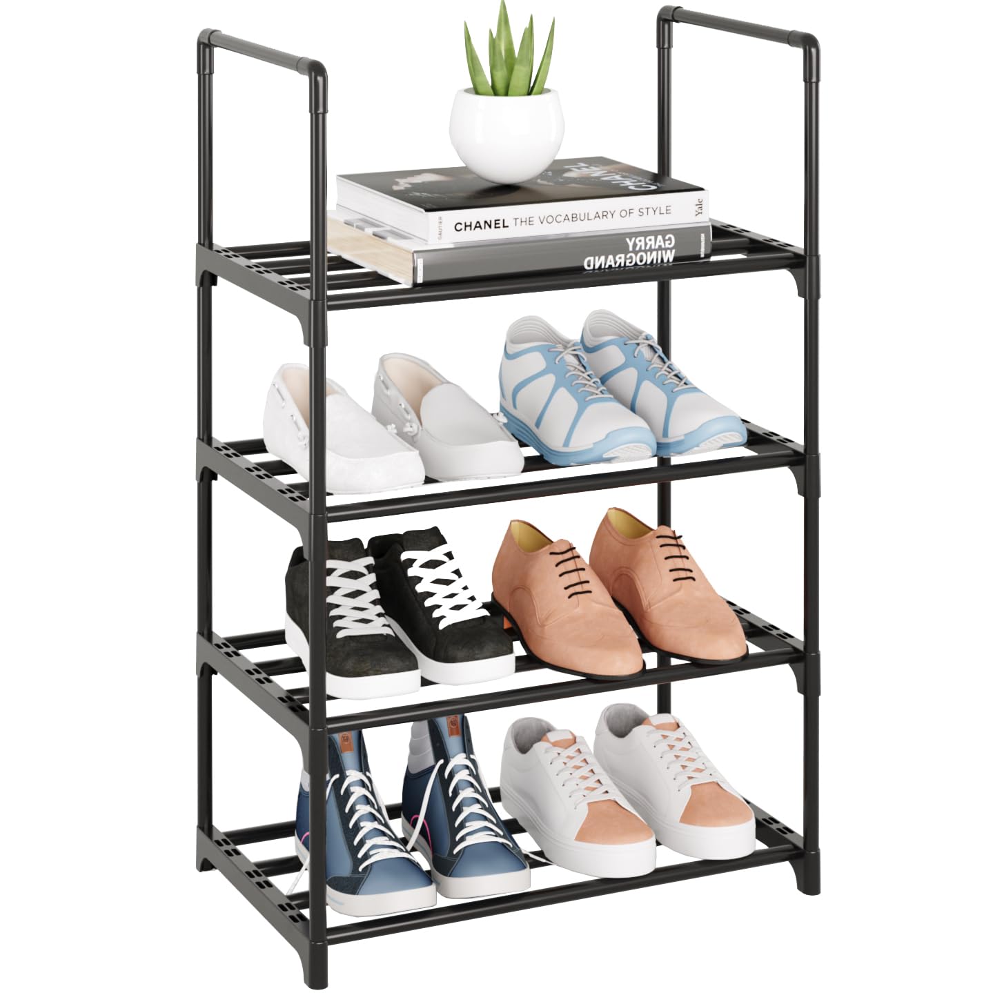 MUAHRCE 4-Tier Small Shoe Rack for Closet, Entryway, Stackble Sturdy ...