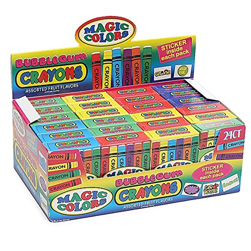 Magic Colors Assorted Fruit Flavored Bubble Gum Crayons Packs: 24-Piece ...