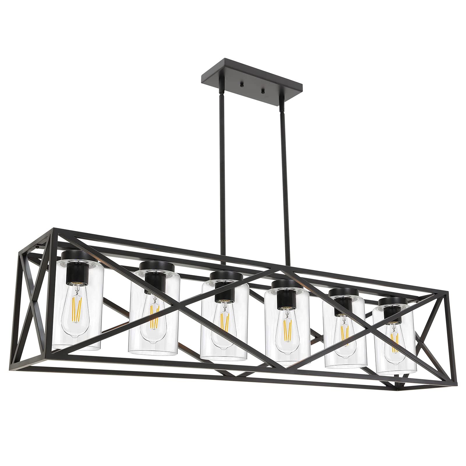 TODOLUZ 6-Lights Farmhouse Chandelier Black Dining Room Light Fixtures ...