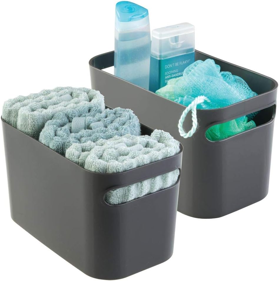 Amazon.com: mDesign Deep Plastic Bathroom Vanity Storage Bin with ...