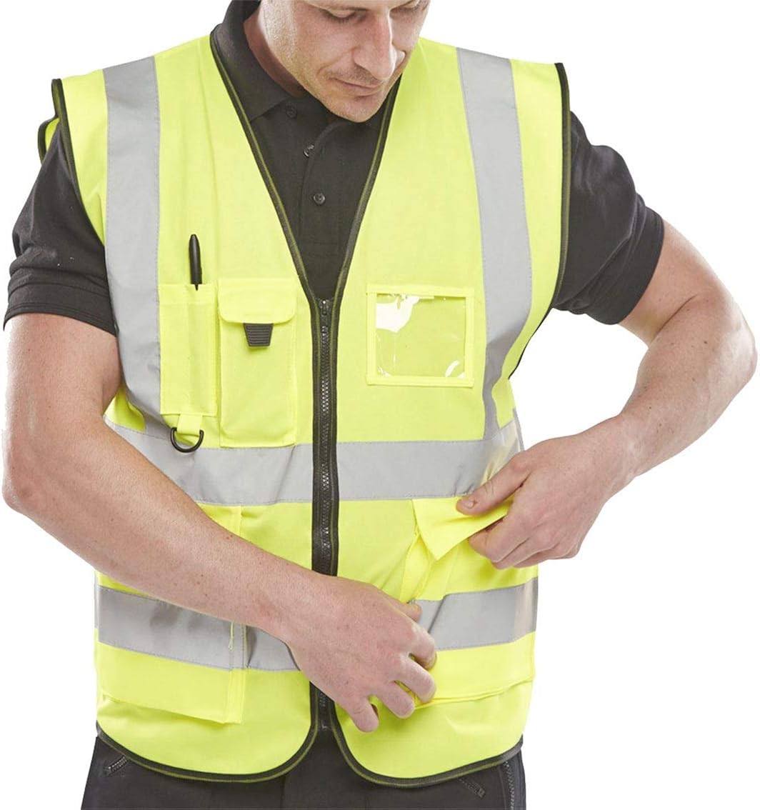 Spinbit Mens Hi Viz Executive Waistcoat Adults High Visibility ...