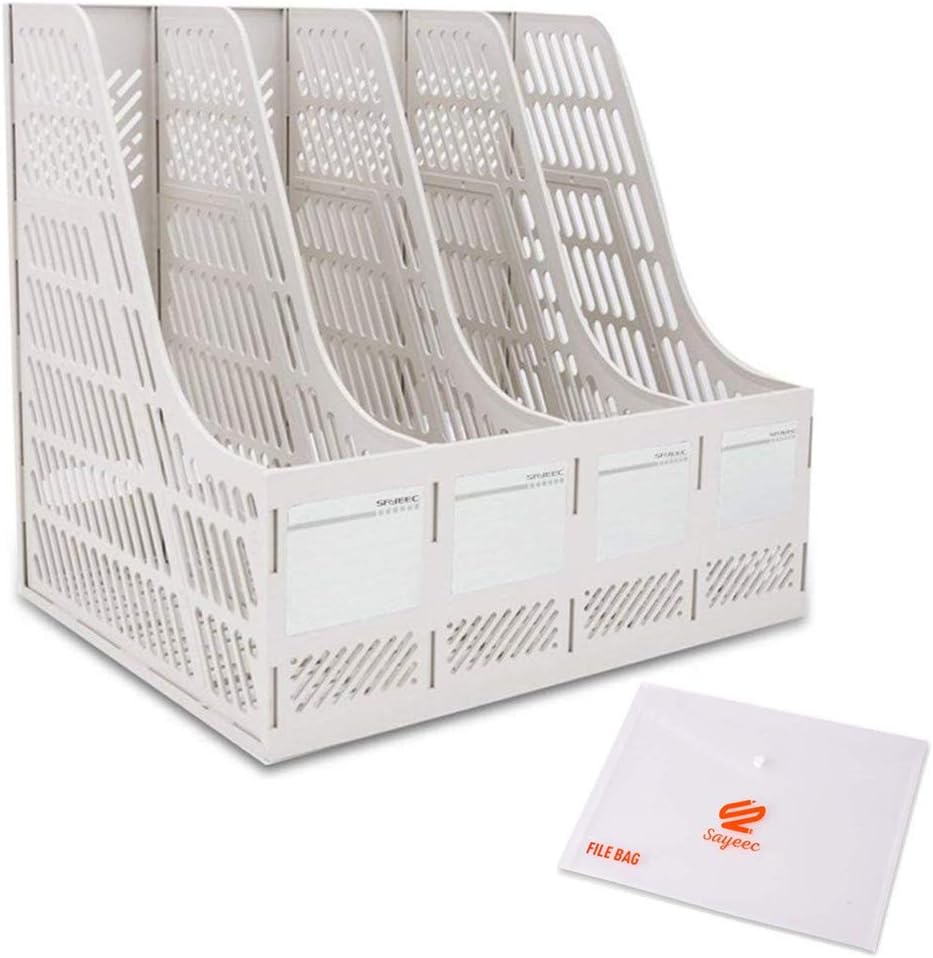 Desk File Organiser, KXF 4 Sections Sturdy Desktop Plastic Magazine ...